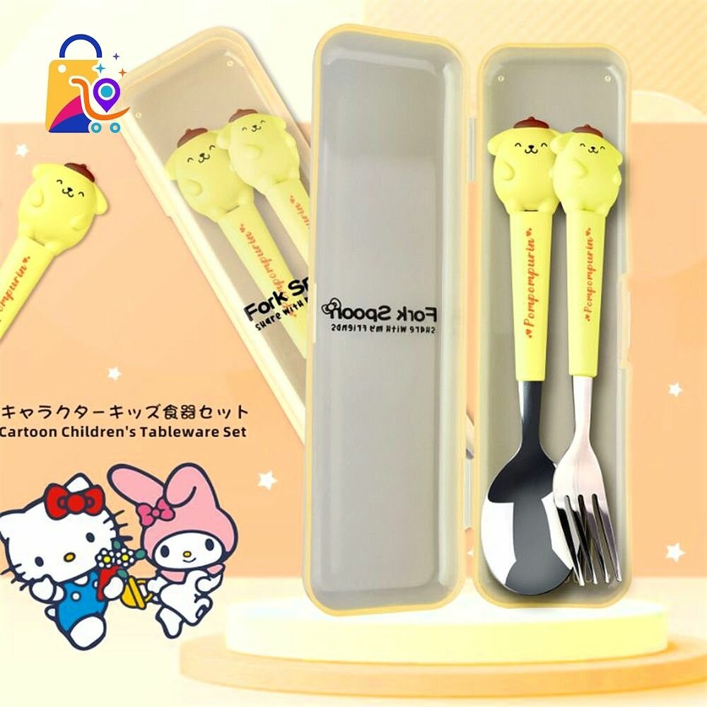 Детская посуда, посуда Sanrio Hello Kitty Melody Kuromi с силиконовой ручкой