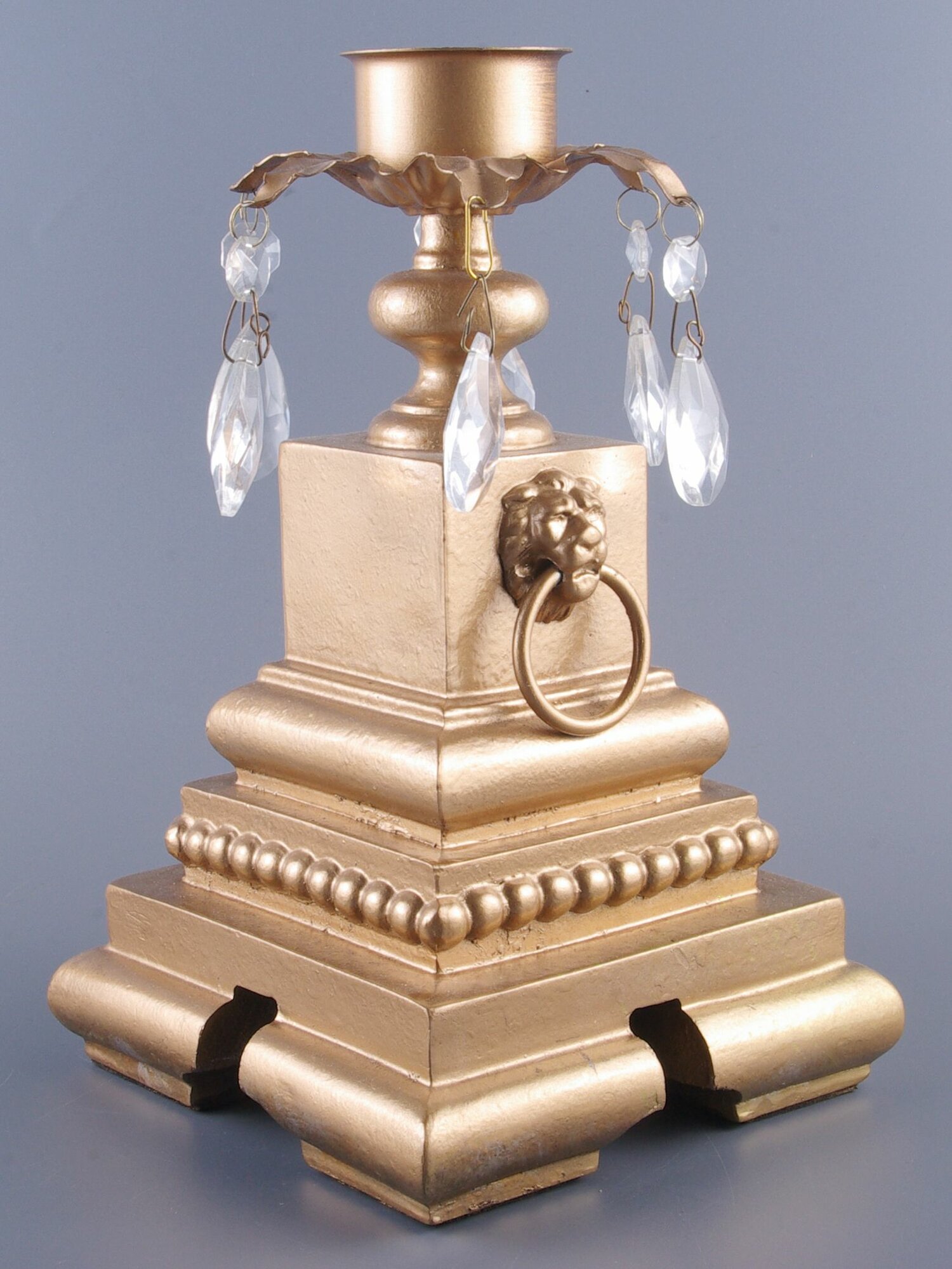 Винтажный подсвечник "Хрустальные капли". Металл, композитный материл, стекло. США, вторая половина ХХ века