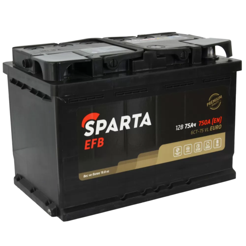 Аккумулятор SPARTA EFB 75 Ач 750 А (277х175х190) обратная полярность