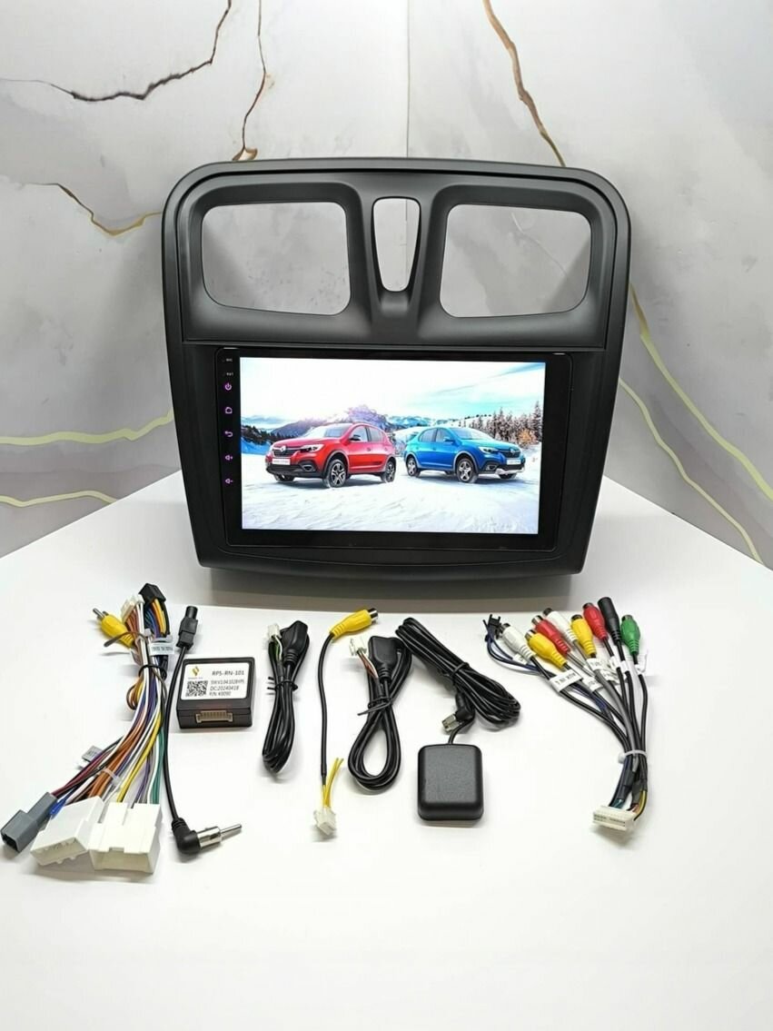 Магнитола Рено Логан, Сандеро 2 (2012+) андроид 9 дюймов 2+32гб, IPS экран с разрешением 1280*720 / штатная магнитола android Renault Logan Sandero