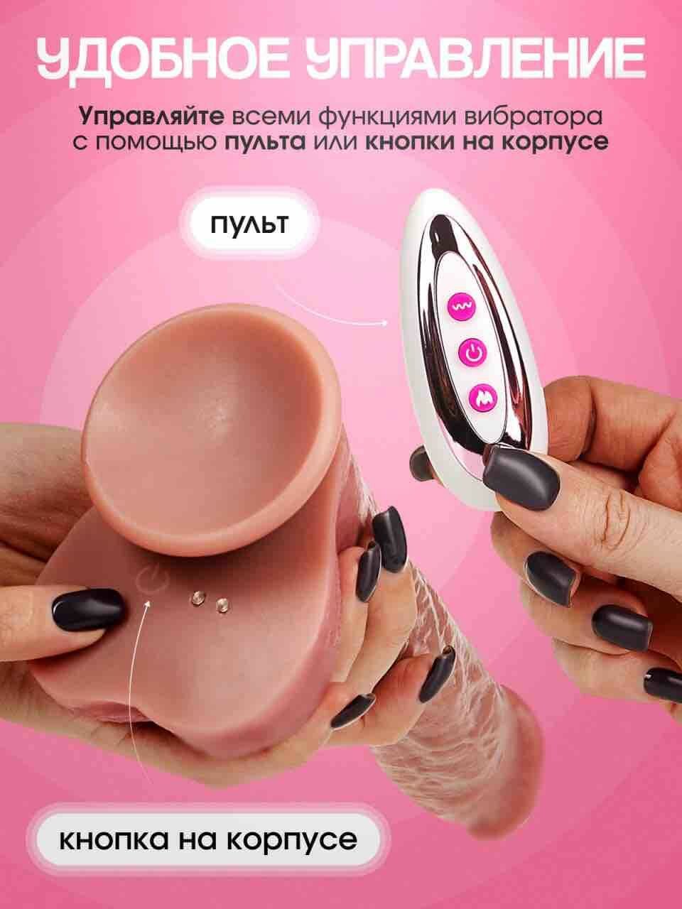 Вибратор для женщин с фрикциями большой резиновый член