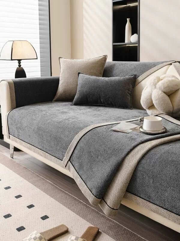 Дивандек накидка 90х280 см покрывало на диван кресло (90х280 /Темно-серый)