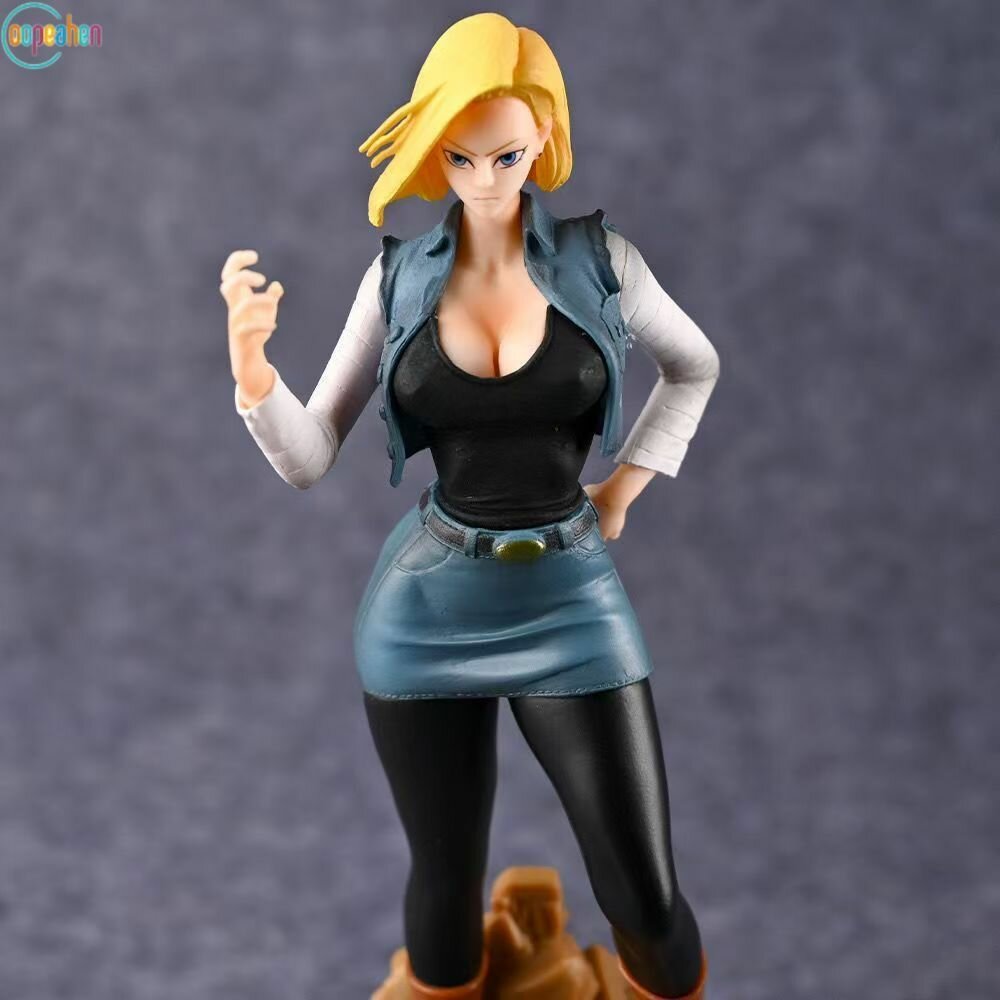 Фигурка Андроид 18 в боевой позе, женский персонаж из "Драконьего жемчуга", модель в коробке