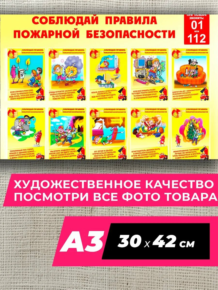 Плакат пожарная безопасность правила A3