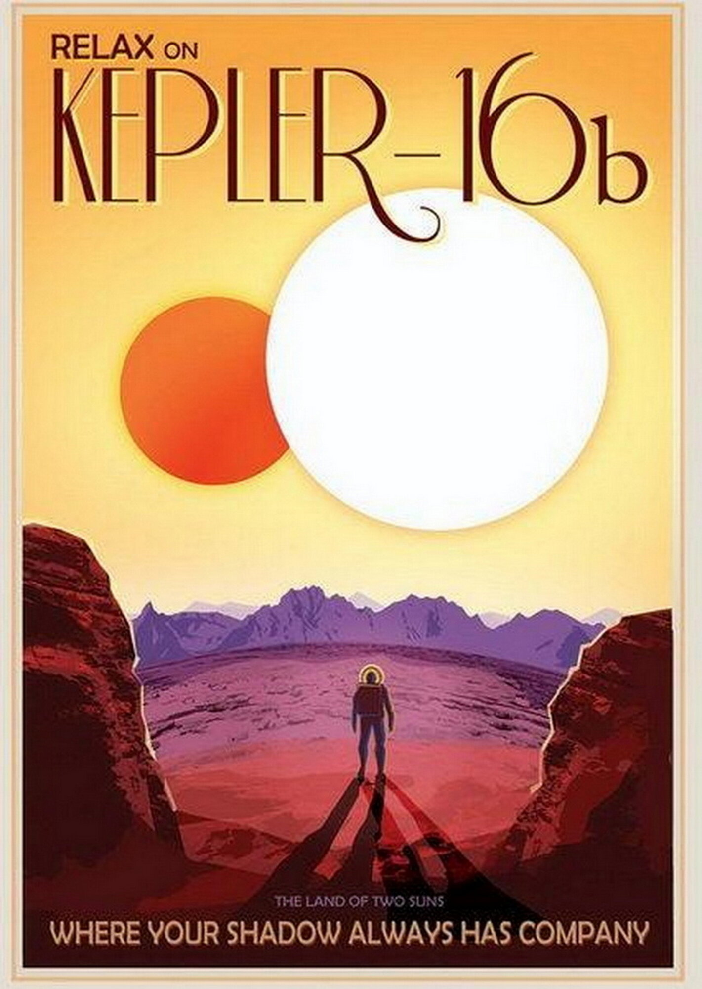 Плакат, постер экзопланета Kepler-16b на холсте, размер 42х60см