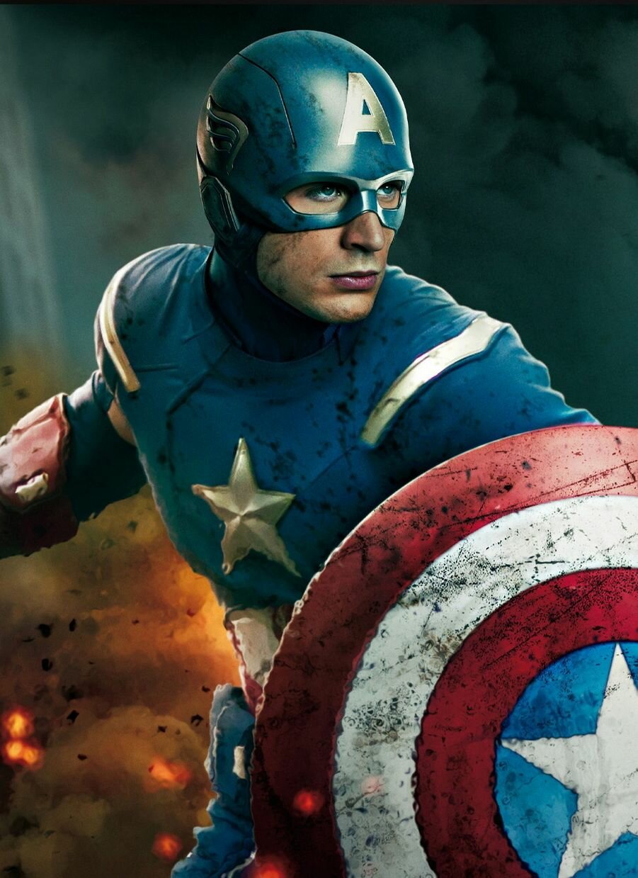 Плакат, постер Captain America, Капитан Америка на бумаге, размер 21х30см