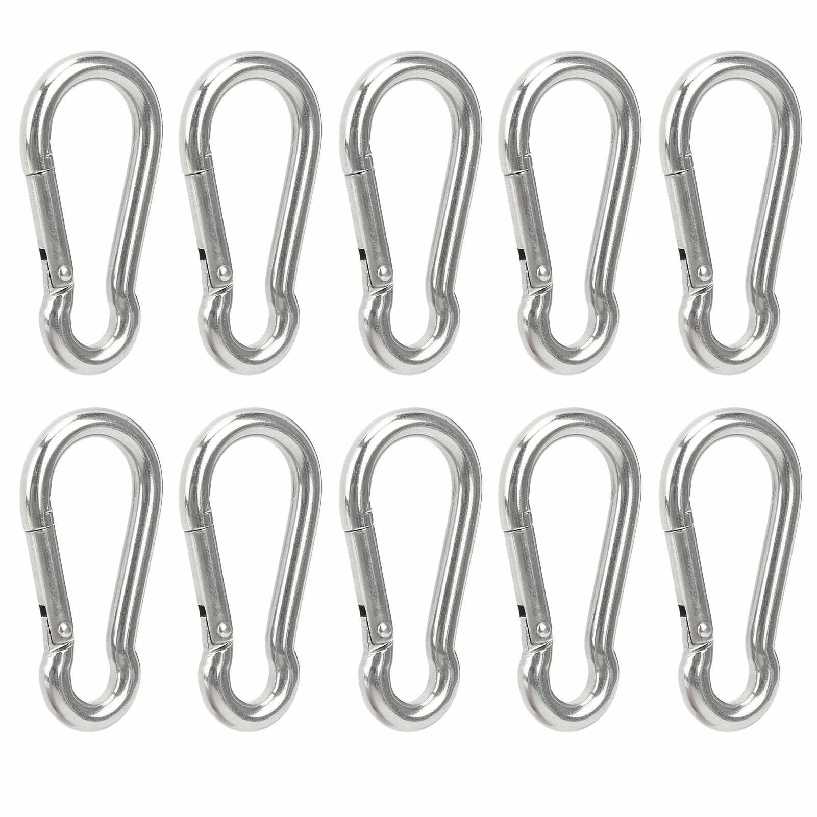 10 шт. карабинов с пружинным крючком из нержавеющей стали для страховочного троса, подвесных пряжек, прочных аксессуаров для отдыха на природе