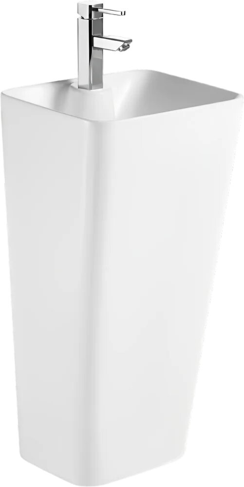 Раковина напольная Ceruttispa Dorris 7830 43 фарфоровая, раковина для ванной, белая, глянцевая, прямоугольная, со встроенным сливом-переливом