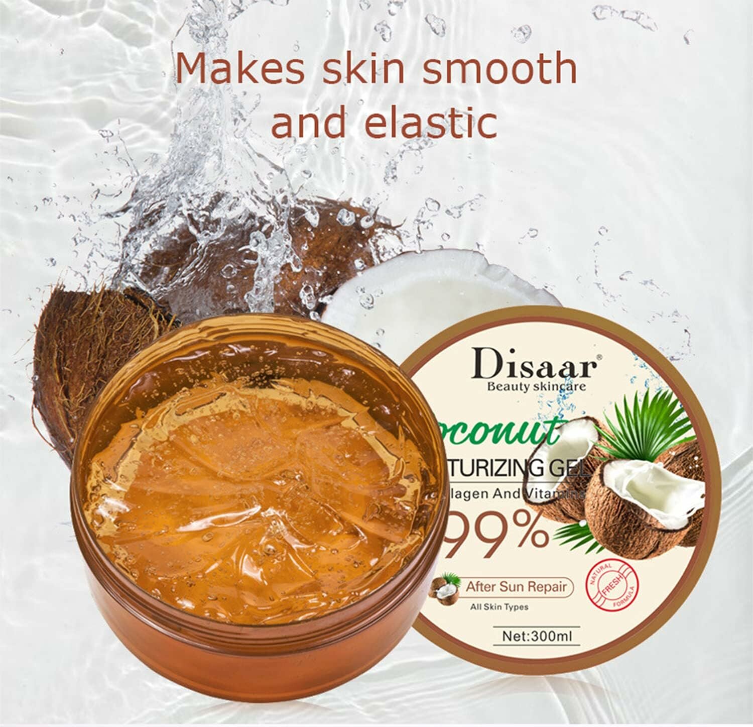 Гель Disaar Coconut Moisturizing Gel, с коллагеном, для лица и тела, 300мл