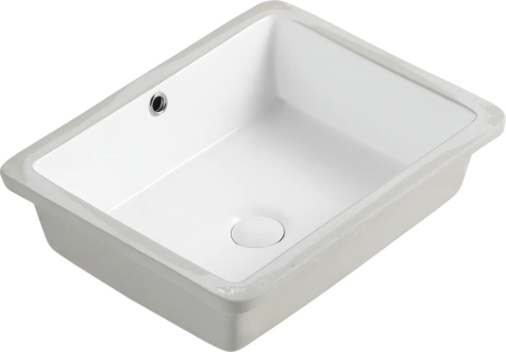 Раковина встраиваемая снизу Orange B02-500W 50 50 см, без отверстия под смеситель, фарфоровая, раковина для ванной, белая, прямоугольная, со сливом-переливом