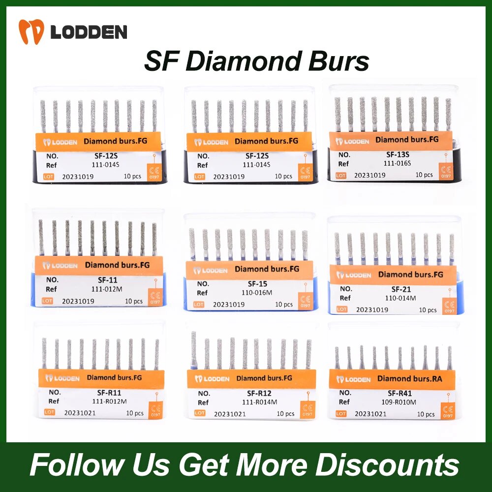 10 шт. SF стоматологические цилиндрические боры с плоским концом, стоматологические алмазные дирлы, стоматологические инструменты для полировки FG, стоматологические материалы