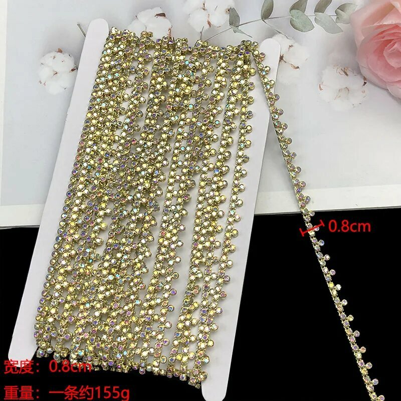 Блестящая тесьма с кристаллами, 0.8см, Gold, 155г