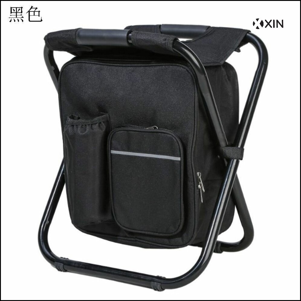 Стул-рюкзак, складной, для охоты и рыбалки, сталь, 150кг, 36x29x41 см, черный