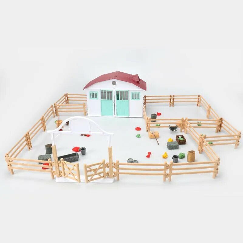 KNOW EASY-реалистичная деформируемая пластиковая модель фермерской хижины, конюшни фермерского дома 2 в 1, детские развивающие игрушки