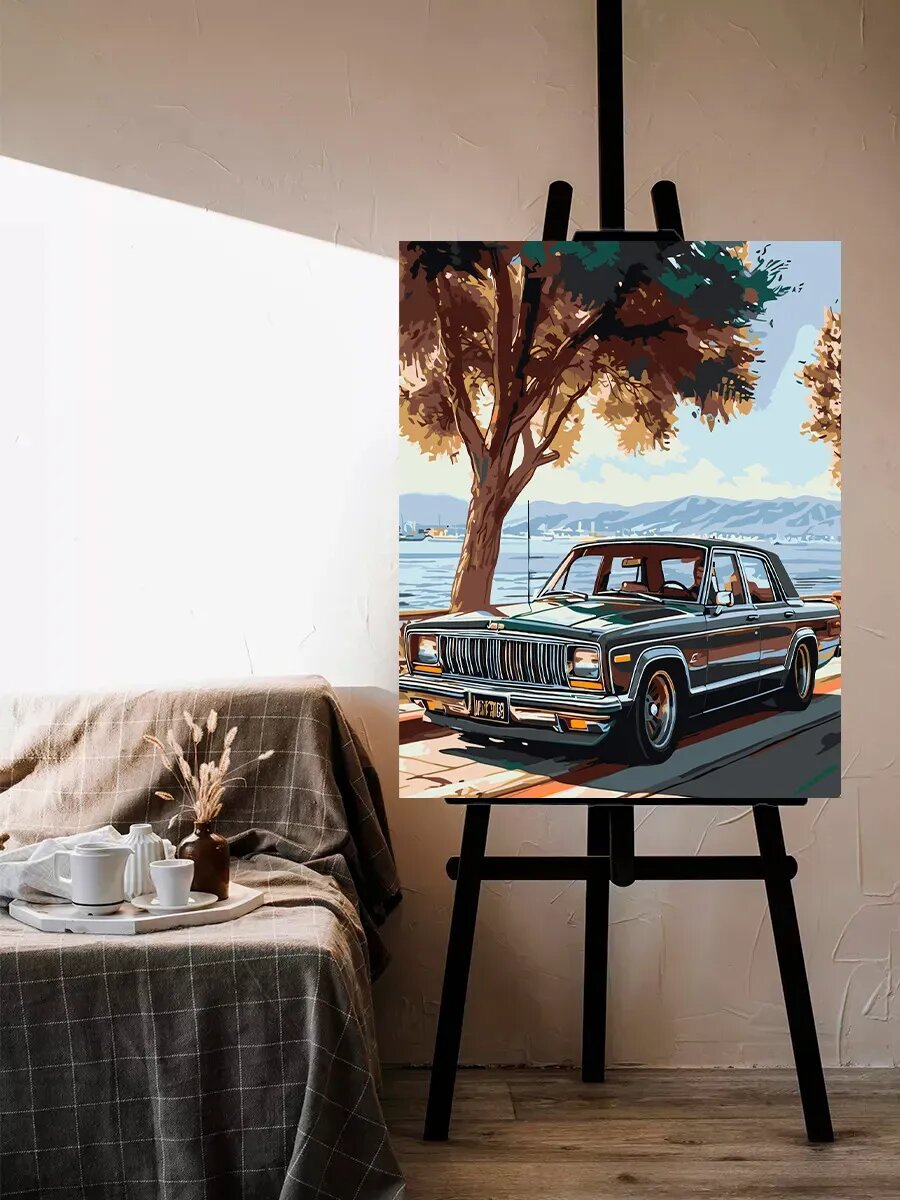 Картина по номерам Ретро Автомобиль Пляж Машина