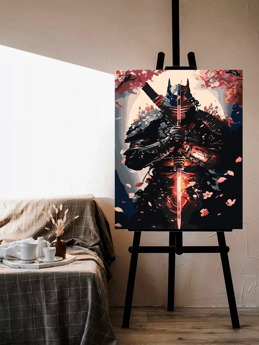 Картина по номерам Японский Самурай Лес Меч