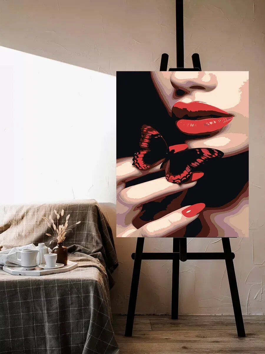 Картина по номерам Фэнтези Губы Бабочка Макияж