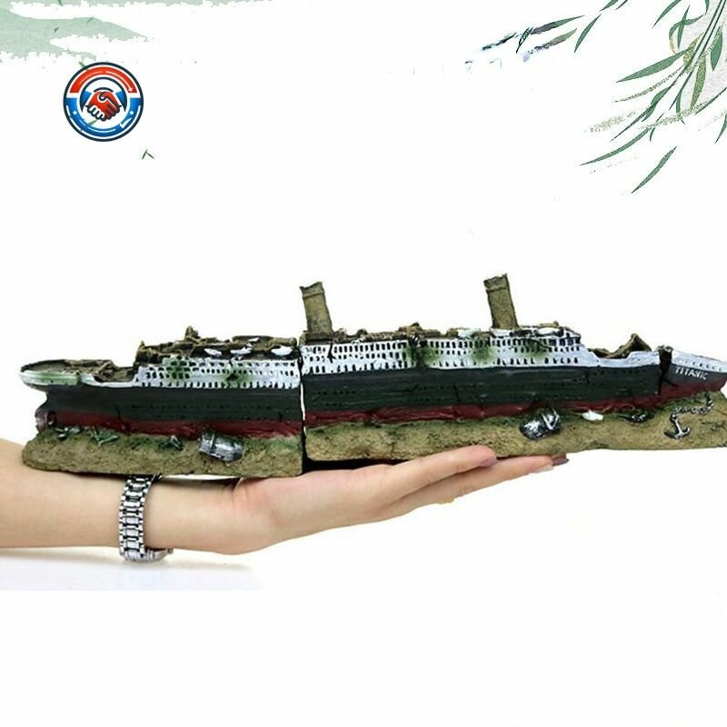 Декорация для аквариума кораблекрушение Титаник, безопасная смоляная фигурка для аквариума и террариума, реалистичное украшение-затонувший корабль для рыбок и рептилий