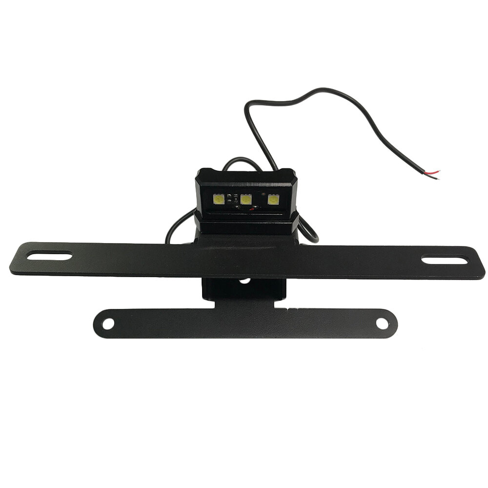 Крепление для номерного знака мотоцикла регулируемое с светодиодным освещением из нержавеющей стали черного цвета для Benelli 500, размер упаковки 23*18*3см, вес 220г, в комплект входят 1 рамка для номерного знака, 1 светодиодная лампа, 1 набор винтов