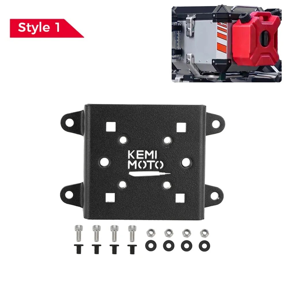 Мотоциклетные чемоданы, кронштейн, держатель для бензобака, держатель для бутылки с маслом, баки для топливной канистры, удерживающая пластина, держатель для топлива Красный, Style1 Black
