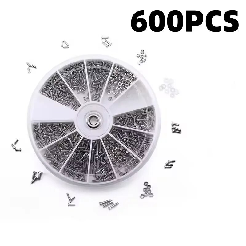Набор винтов и гаек из нержавеющей стали для часов и очков 600PCS Screws