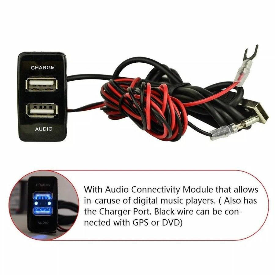 Аудиоразъем Зарядного Устройства с Двойным USB-Разъемом Для Toyota Tacoma Highlander Land FJ Cruiser Hilux