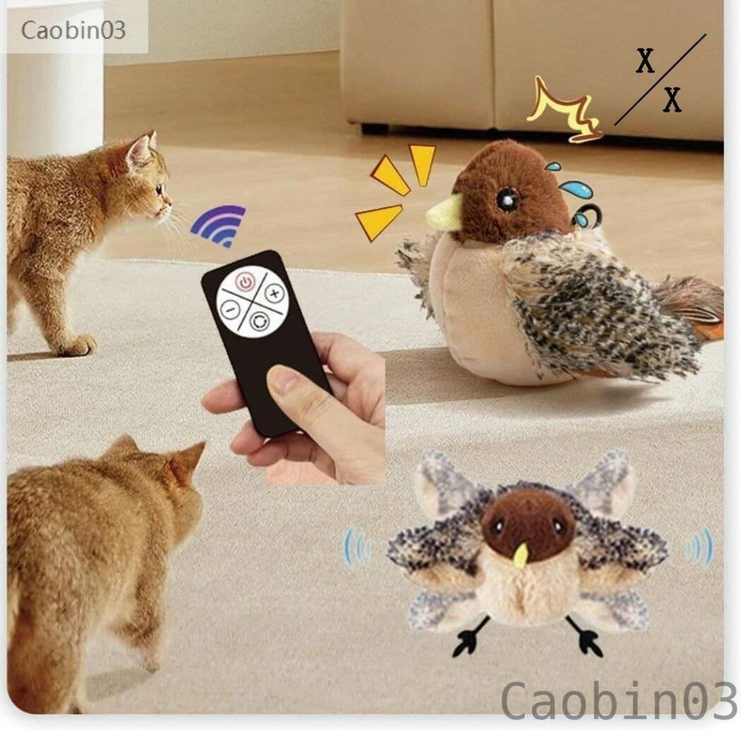 Интерактивная игрушка для кошек Чирикающая птица с хлопающими крыльями cb03