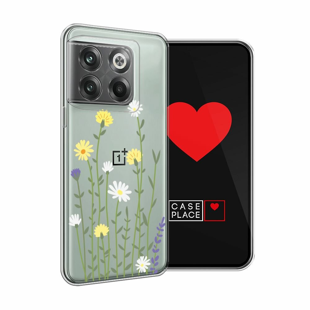 Чехол на OnePlus 10T / Ван плюс 10T с принтом "Пучок полевых цветов", прозрачный — фото 1