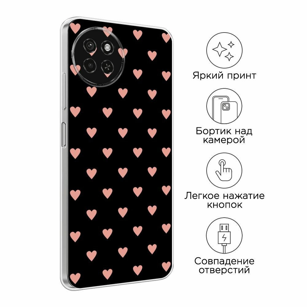 Силиконовый чехол на Itel S23 / Ител S23 с принтом "Розовые сердечки" — фото 1