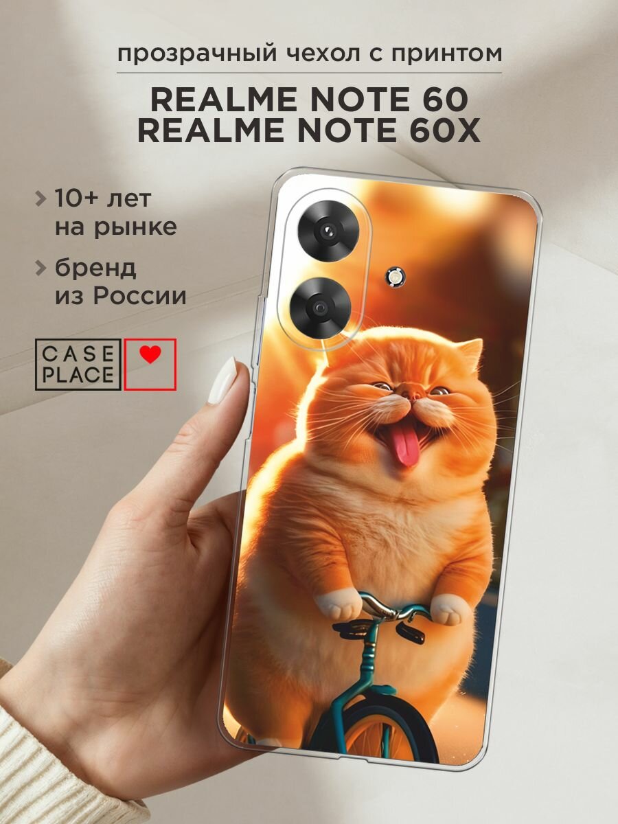 Чехол на Realme Note 60/60X / Реалми Нот 60/60X с принтом "Кот на велике"