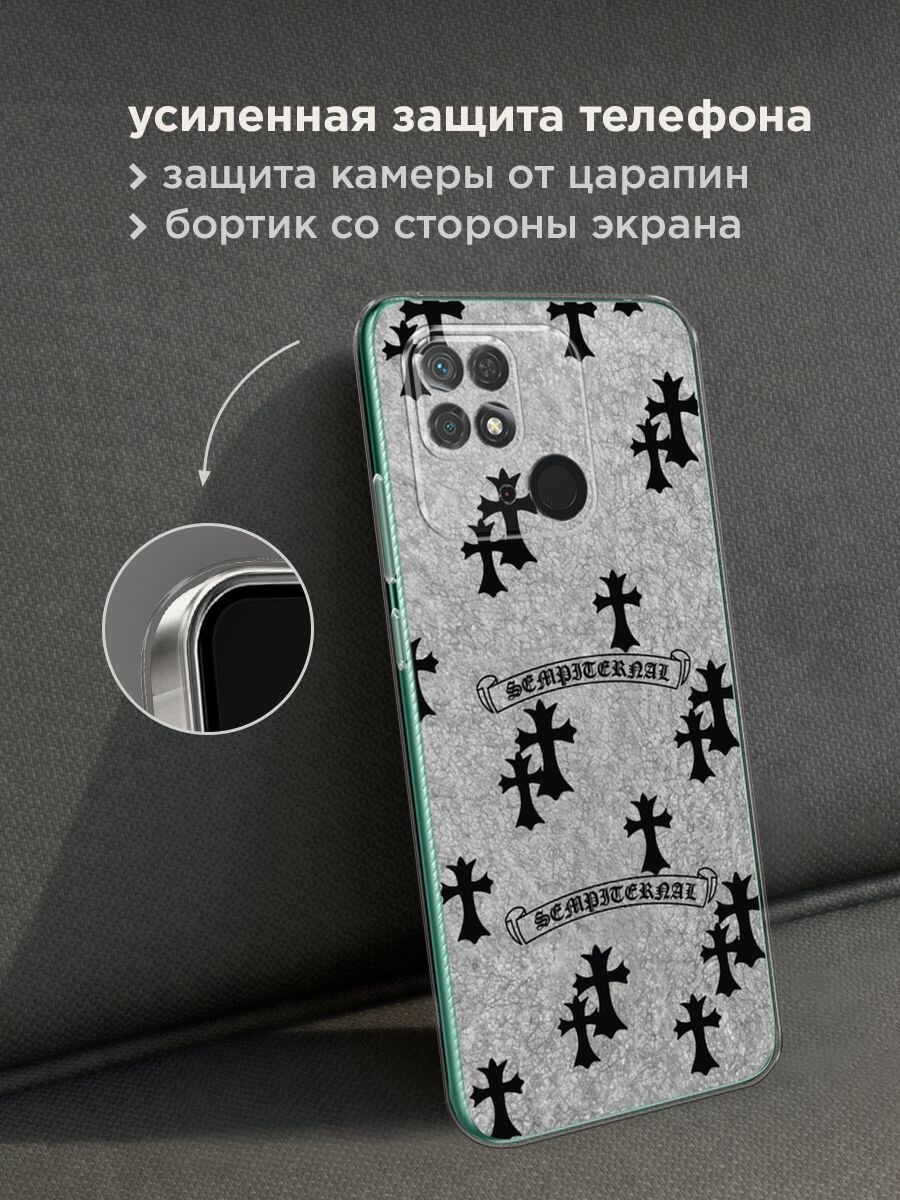 Чехол на Xiaomi Redmi 10C / Сяоми Редми 10C с принтом "Кресты паттерн 3" — фото 1
