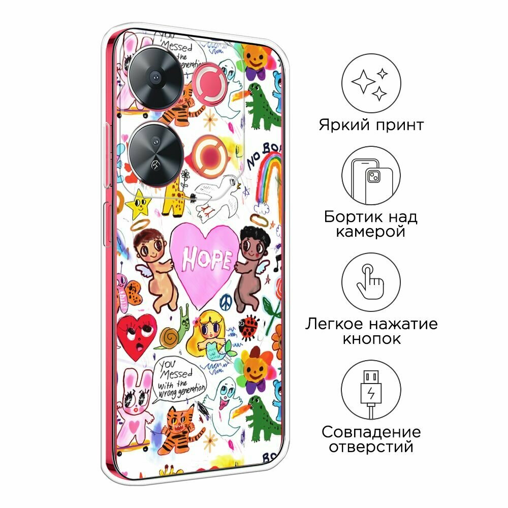 Силиконовый чехол на Itel P65 / Ител P65 с принтом "Милые рисунки" — фото 1
