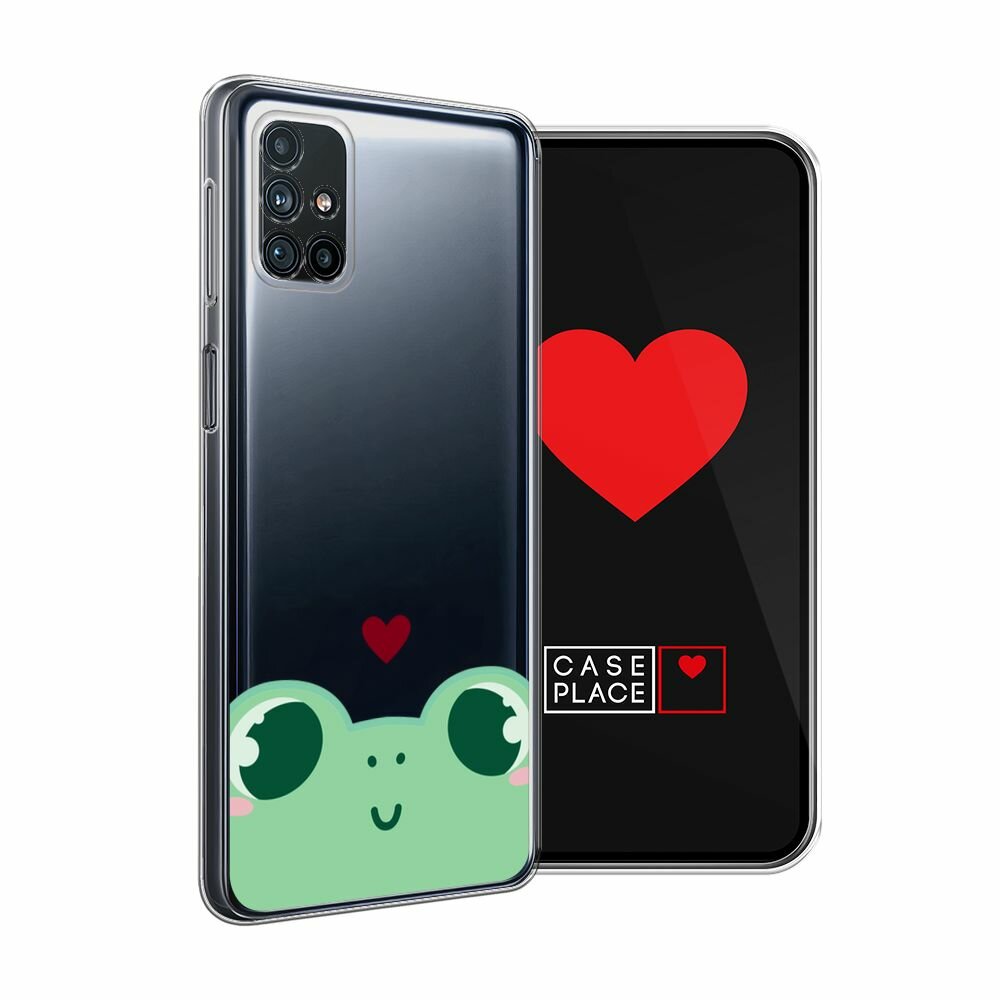 Чехол на Samsung Galaxy M31s / Самсунг Галакси M31s с принтом "Влюблённая лягушка - 14 февраля", прозрачный — фото 1