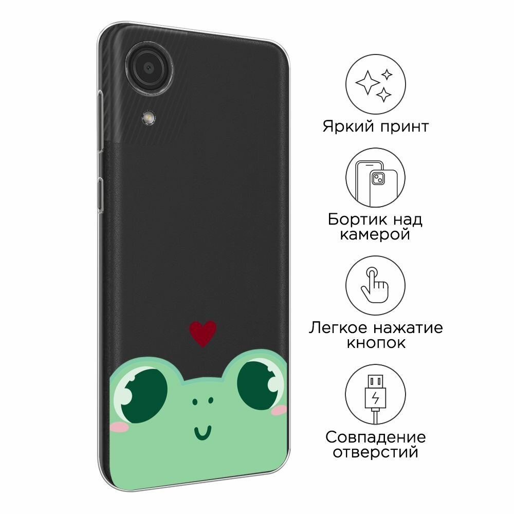Чехол на Samsung Galaxy A03 Core / Самсунг Галакси А03 Core с принтом "Влюблённая лягушка - 14 февраля", прозрачный — фото 1