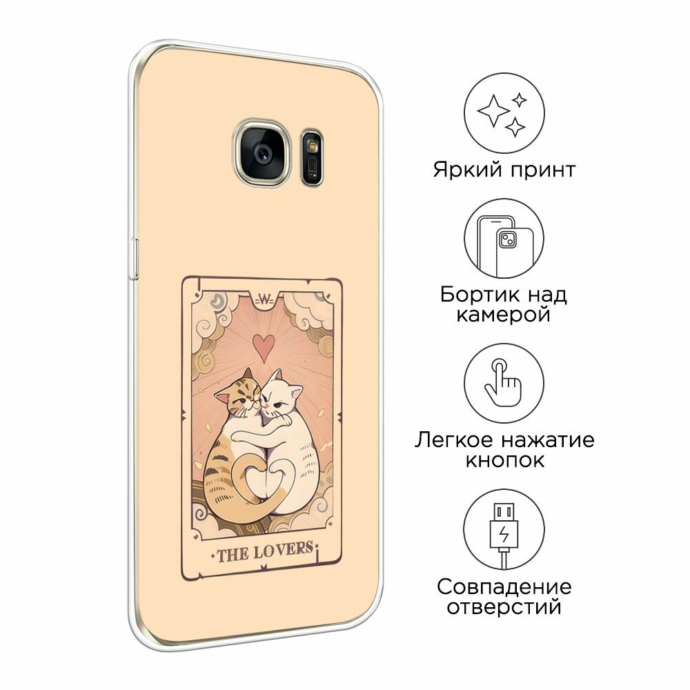 Чехол на Samsung Galaxy S7 / Самсунг Галакси С 7 с принтом "The lovers cats 1 - 14 февраля" — фото 1