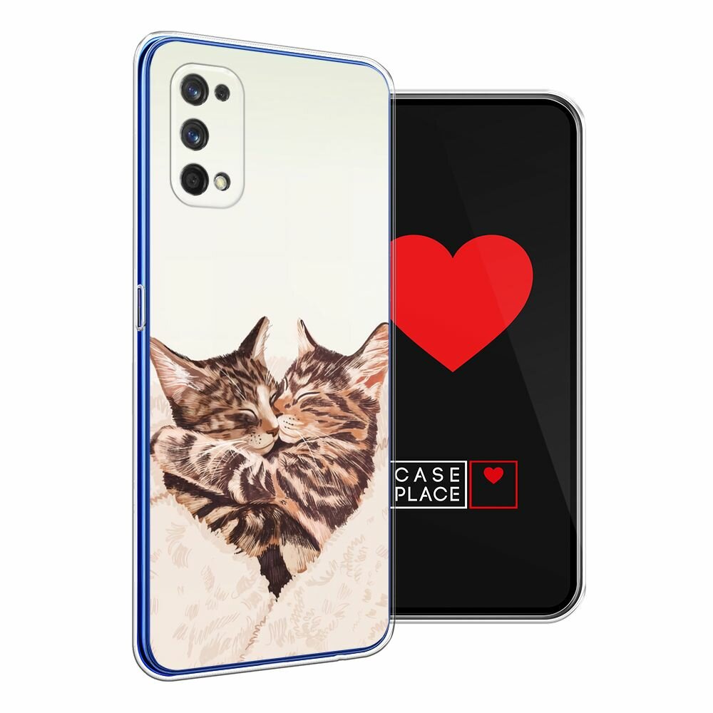 Чехол на Realme 7 Pro / Реалми 7 Про с принтом "Влюбленные котейки - 14 февраля" — фото 1