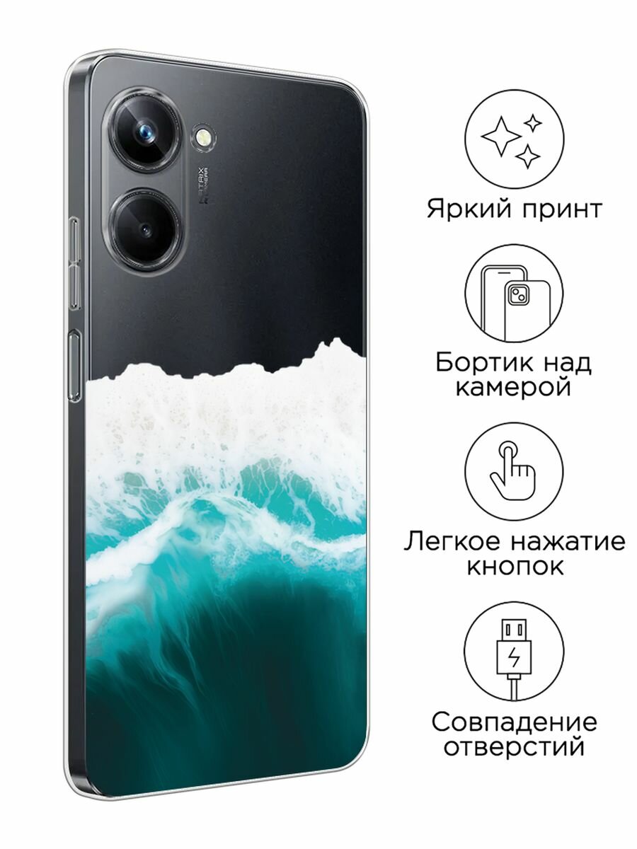 Чехол на Realme 10 Pro / Реалми 10 Про с принтом "Большая волна", прозрачный — фото 1