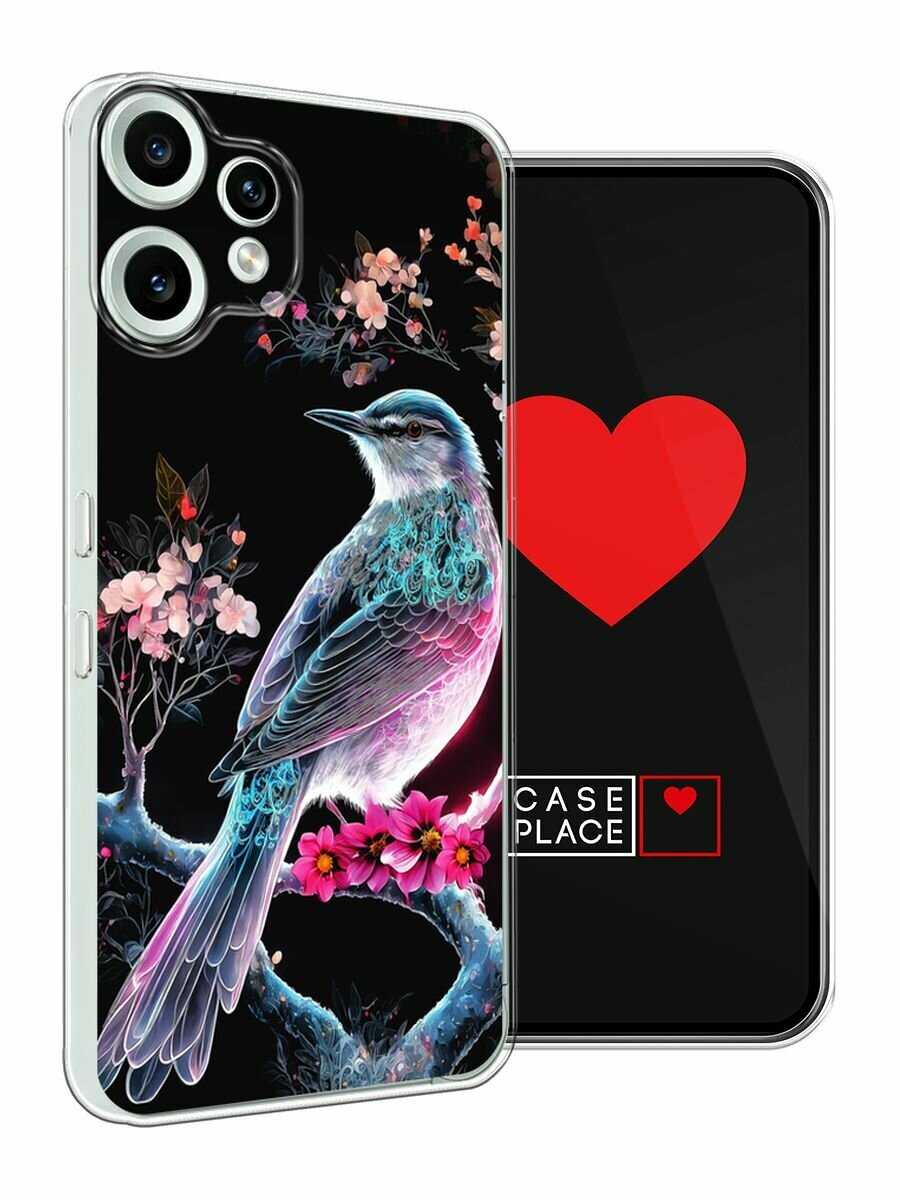 Чехол на CMF Phone 2 Pro / CMF Фон 2 Про с принтом "Птица на цветущем дереве" — фото 1