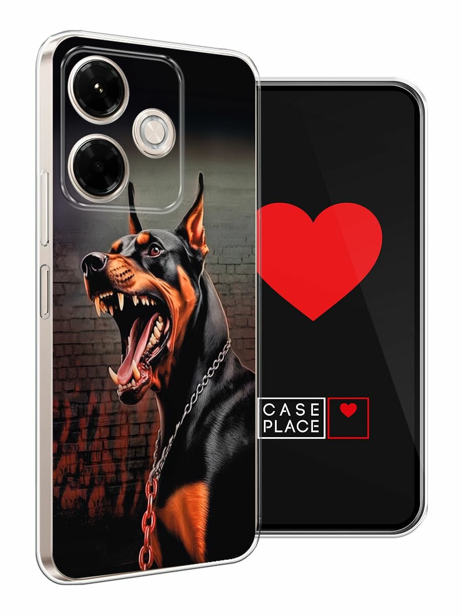 Чехол на Xiaomi Redmi 13X / Сяоми Редми 13X с принтом "Доберман с цепью" — фото 1