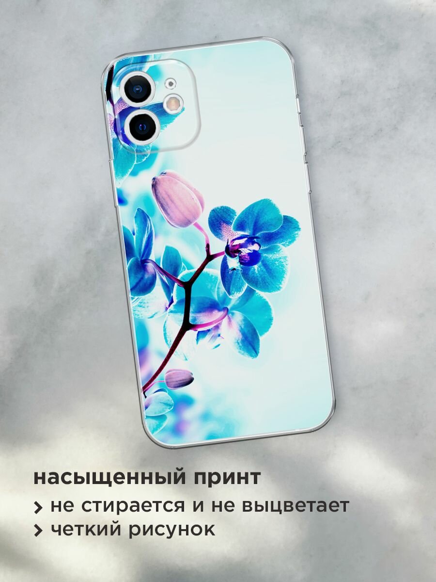 Чехол на Apple iPhone 12 mini / Айфон 12 Мини с принтом "Голубая орхидея" — фото 1
