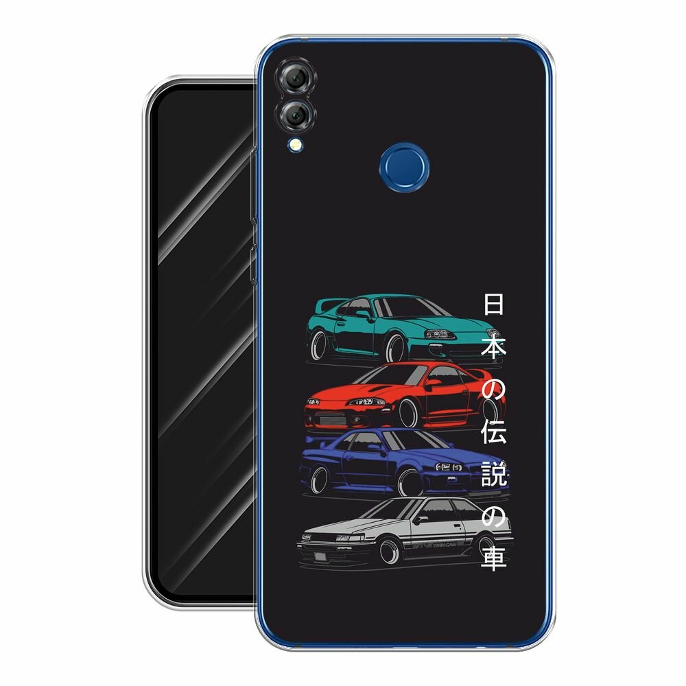 Силиконовый чехол на Honor 8X / Хонор 8Х с принтом "JDM Legend cars" — фото 1