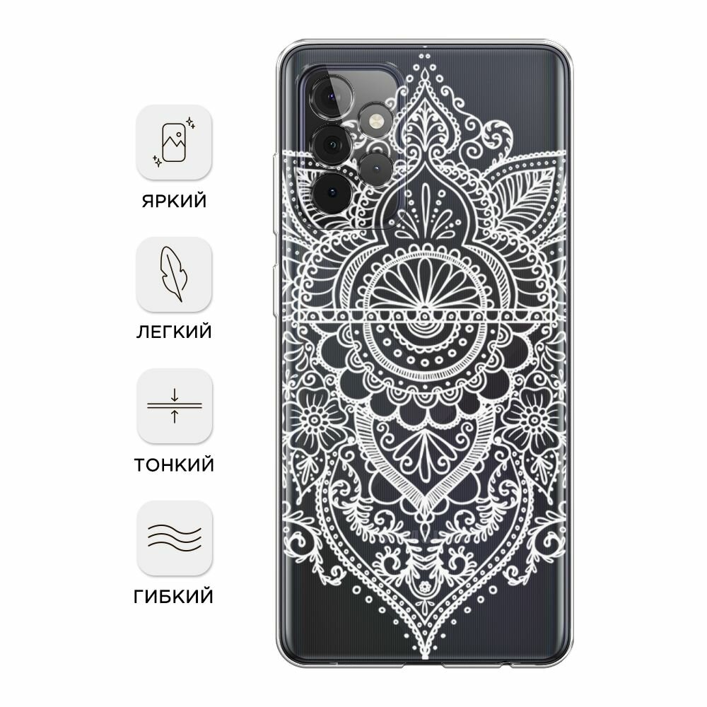 Чехол на Samsung Galaxy A72 / Самсунг Галакси А72 с принтом "Солнечный узор", прозрачный — фото 1