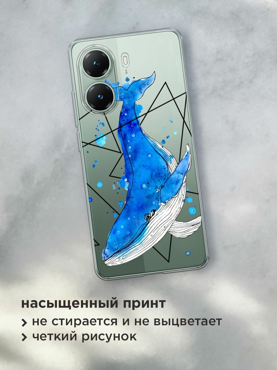Чехол на Poco X7 Pro / Поко X7 Про с принтом "Кит графика", прозрачный — фото 1