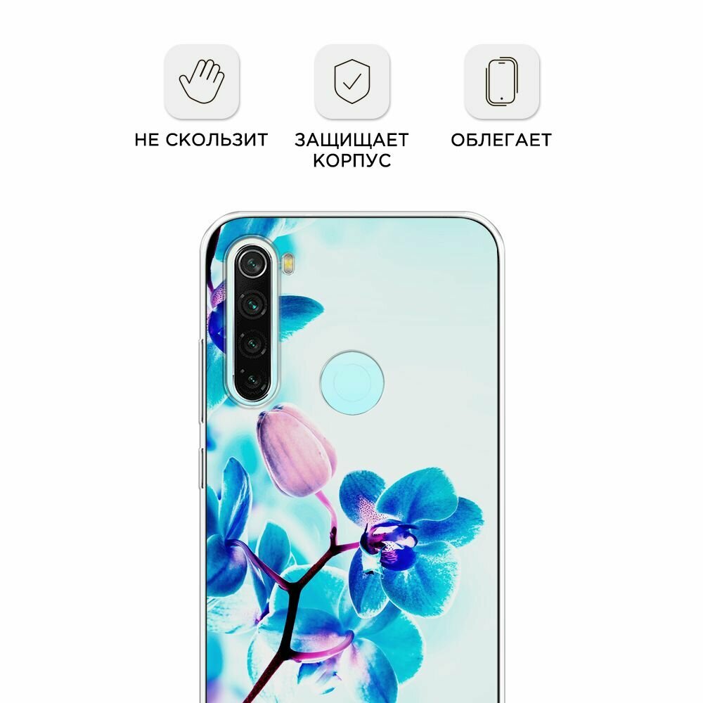 Чехол на Xiaomi Redmi Note 8 / Сяоми Редми Нот 8 с принтом "Голубая орхидея" — фото 1