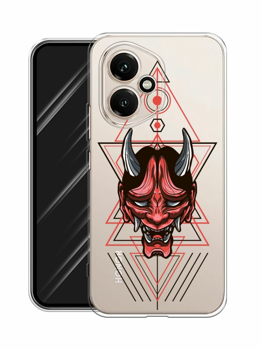 Чехол на Honor 400 / Хонор 400 с принтом Hanya Oni mask, прозрачный — фото 1