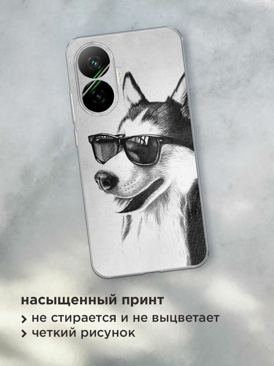 Силиконовый чехол на Poco F7 / Поко F7 с принтом "Крутой Хаске" — фото 1