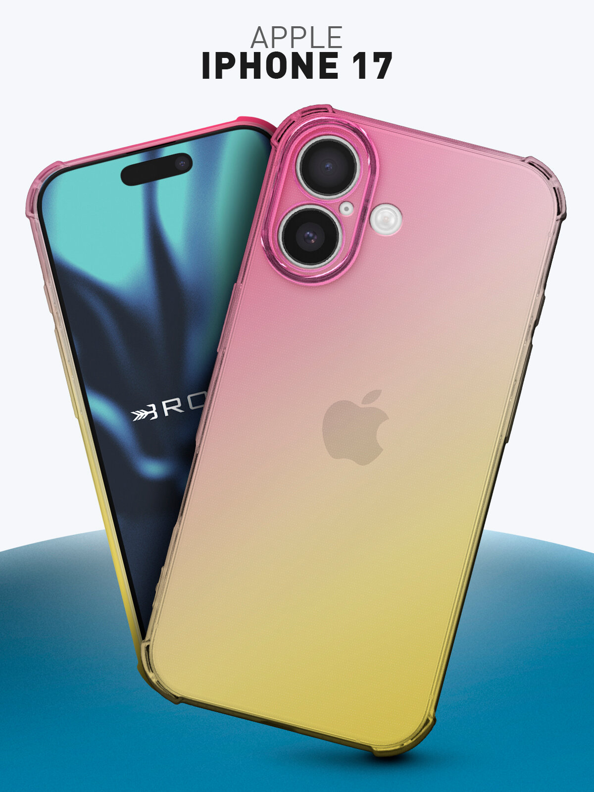 Противоударный силиконовый чехол Rosco на Apple iPhone 17 (Айфон 17), прозрачный розово-золотистый