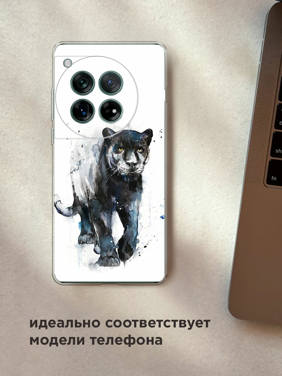 Силиконовый чехол на OnePlus 12 / Ван Плас 12 с принтом "Пантера арт 3" — фото 1