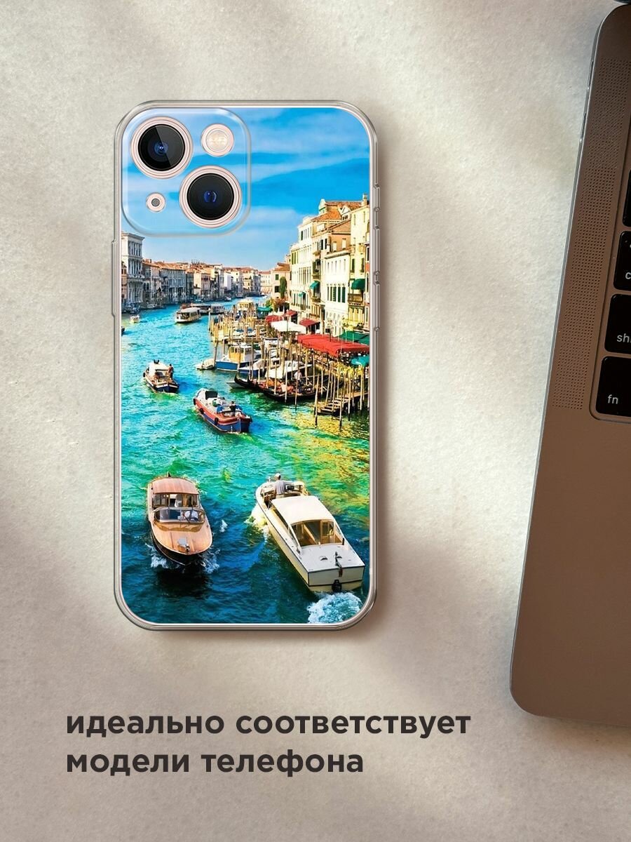 Чехол на Apple iPhone 13 mini / Айфон 13 мини с принтом "Каналы Венеции" — фото 1