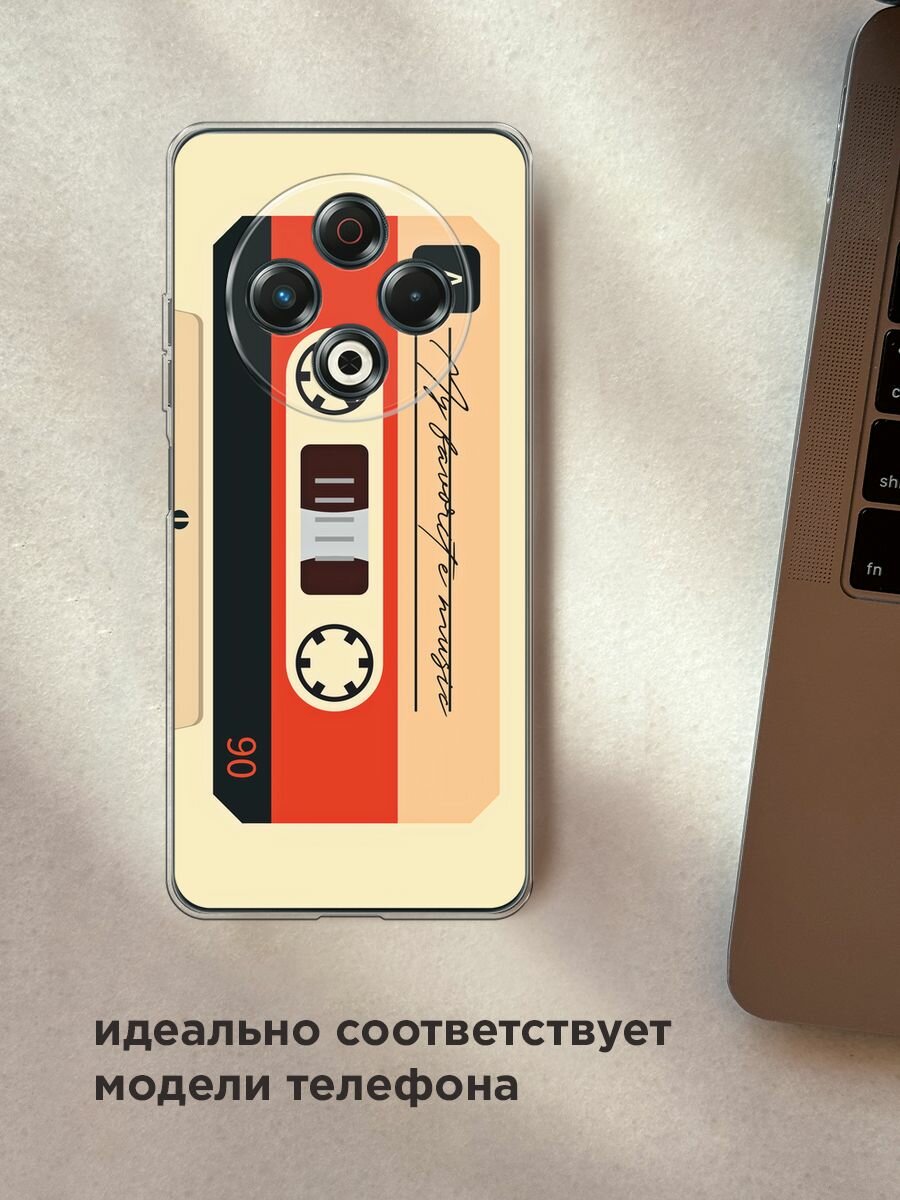 Чехол на Tecno Spark 30 / Текно Спарк 30 с принтом "Бежевая кассета" — фото 1
